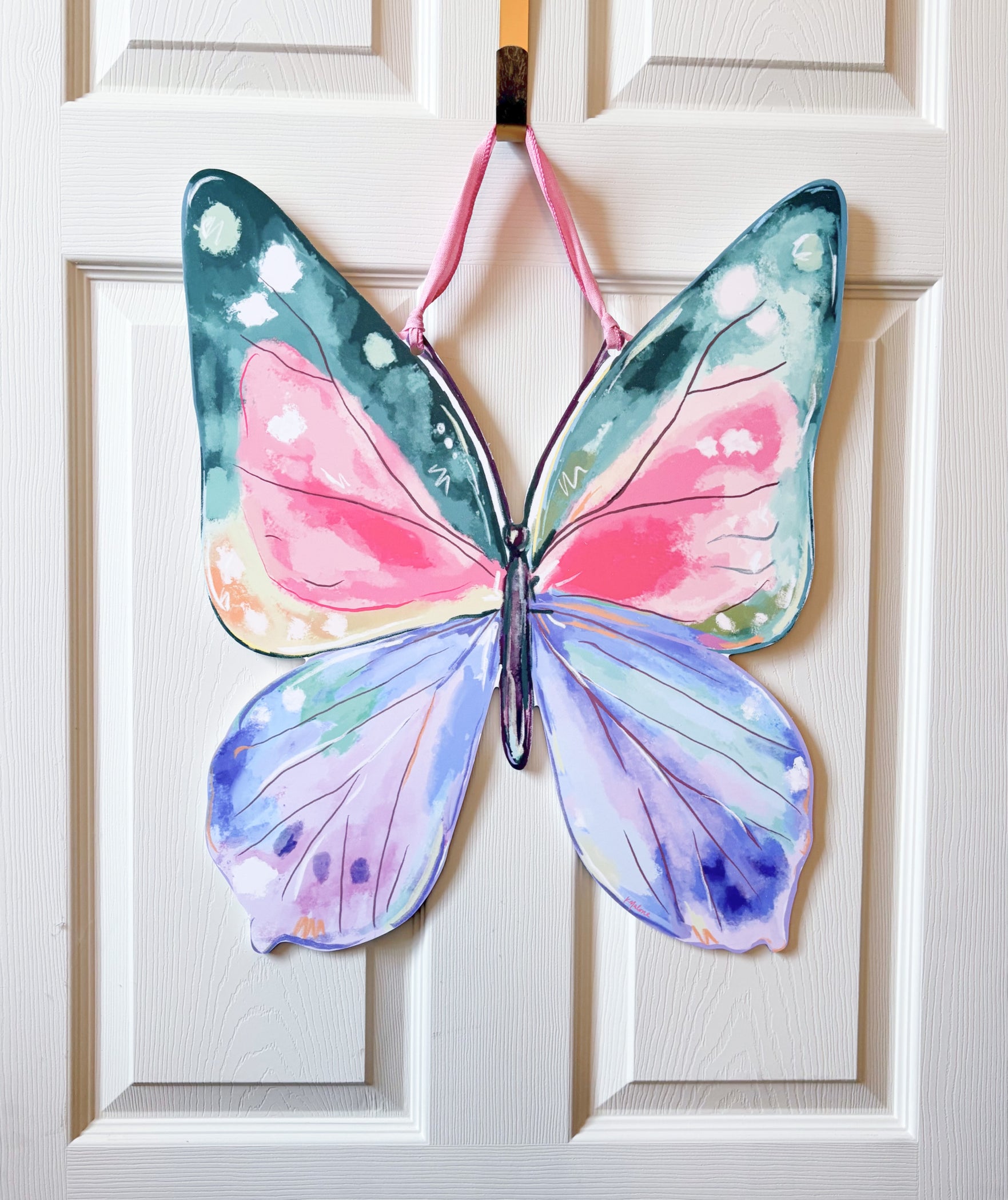Spring Butterfly Door Hanger - Pastel Watercolor Pretty Easter Colored ...